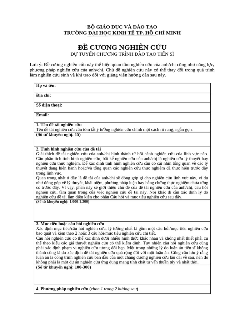 Mau de Cuong Nghien Cuu 2021 | PDF