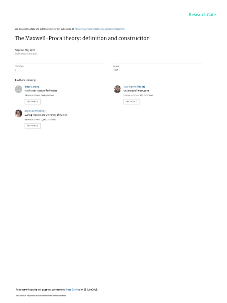 The Maxwell-Proca Theory Definition and Constructi | PDF | Gauge Theory ...