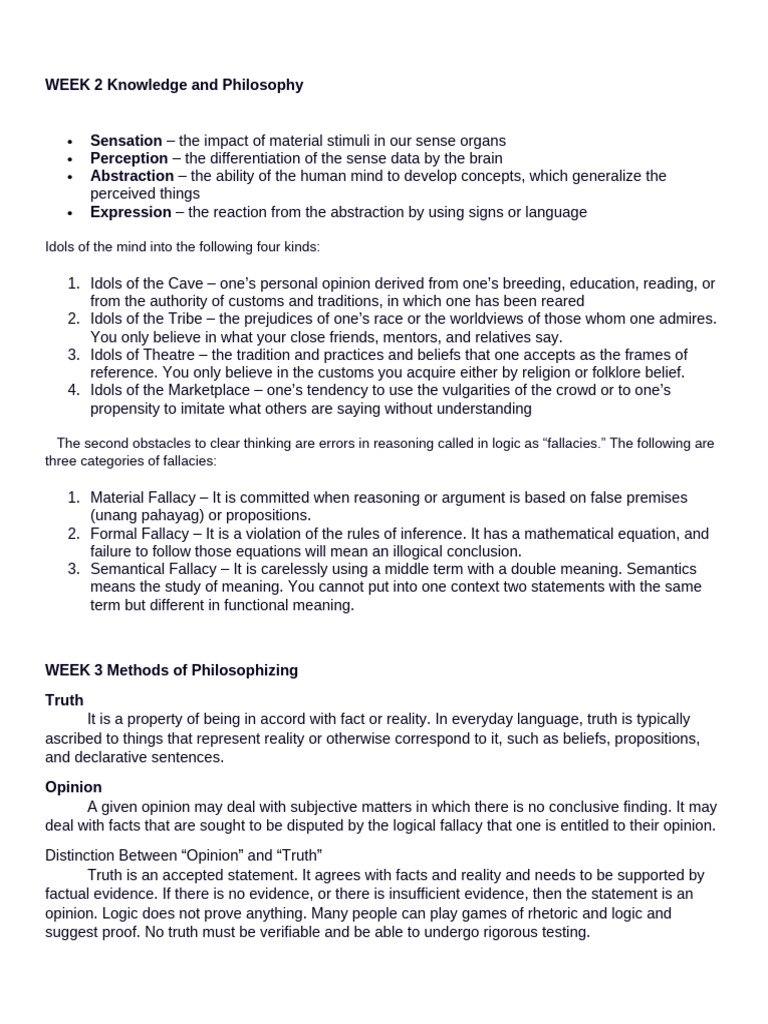 Week 2 4 Philo | PDF | Truth | Logic