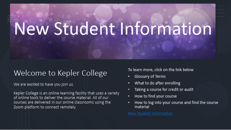 New Student Information | PDF
