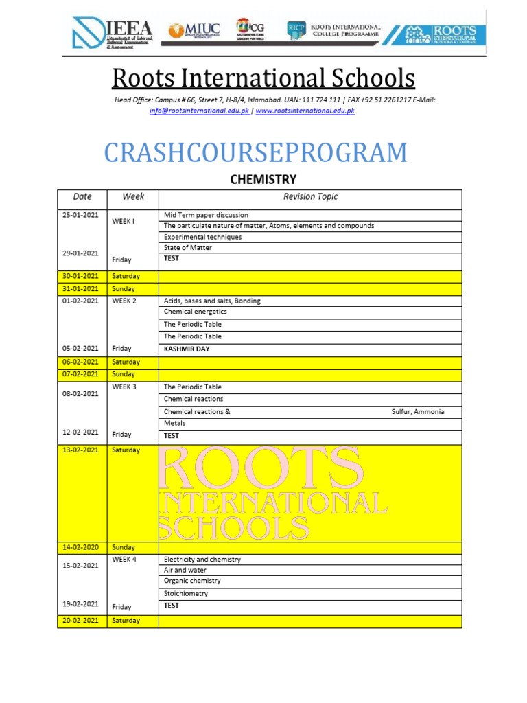 Crash Cource Program Chem Roots International IGCSE | PDF | Chemistry ...