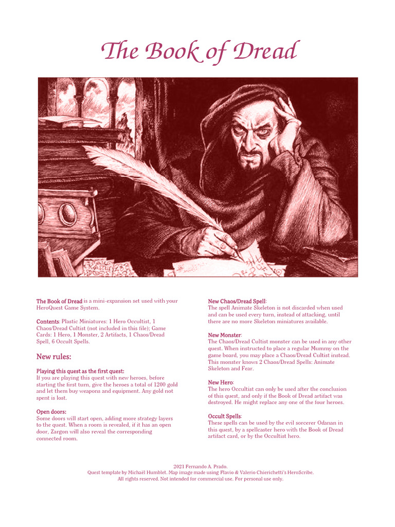 HeroQuest Mini-Expansion: Book of Dread | PDF | Fantasy