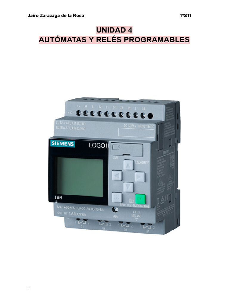 Unidad 4 Autómatas y Relés Programables Jairo | PDF | Controlador ...