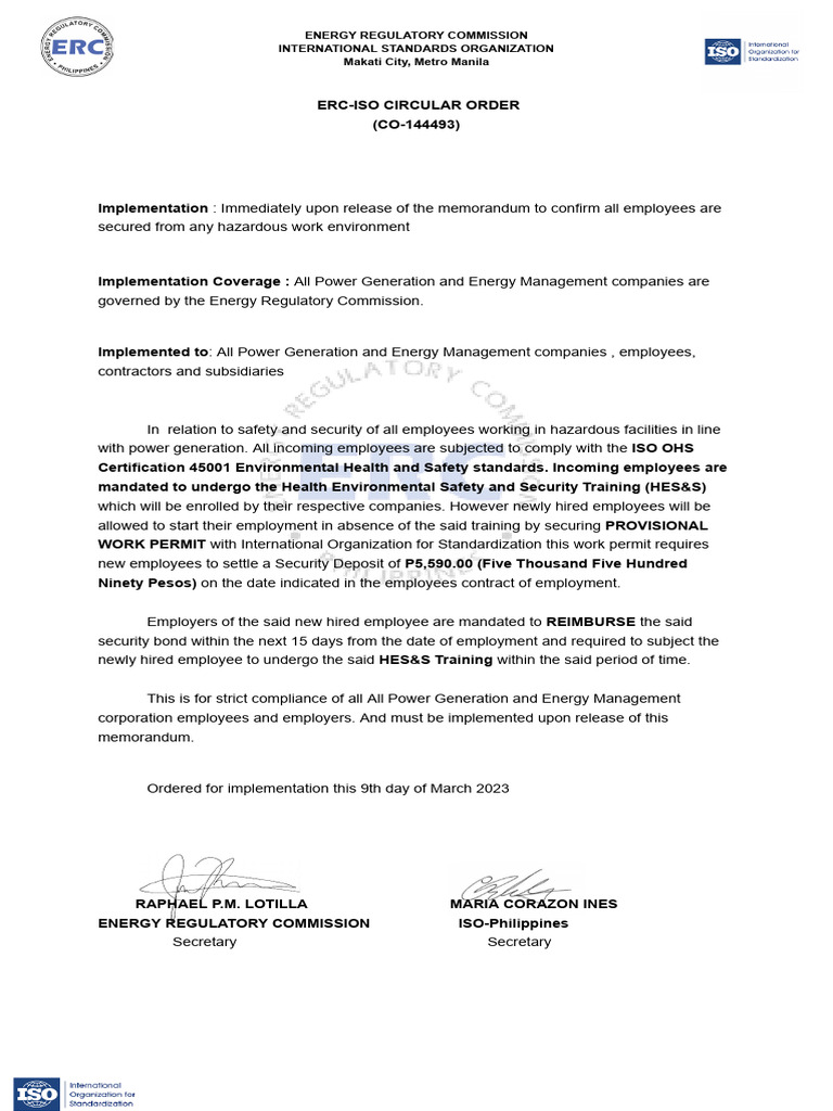 Erc - Iso Circular Order 144493 | PDF