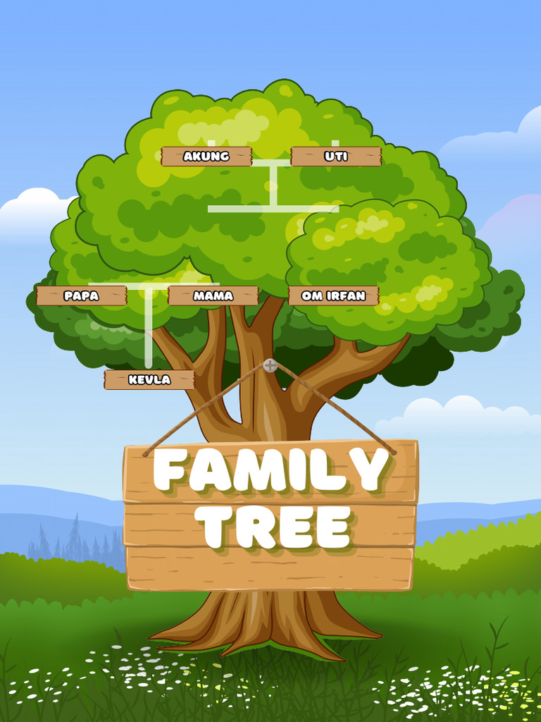 Colorful Cartoon Illustrated Family Tree Poster | PDF