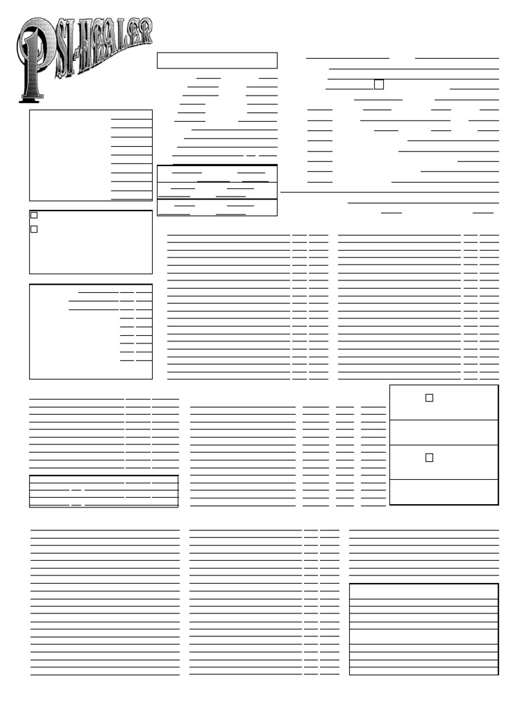 Palladium Fantasy RPG - Character Sheet - Psychic Healer | PDF | Role ...