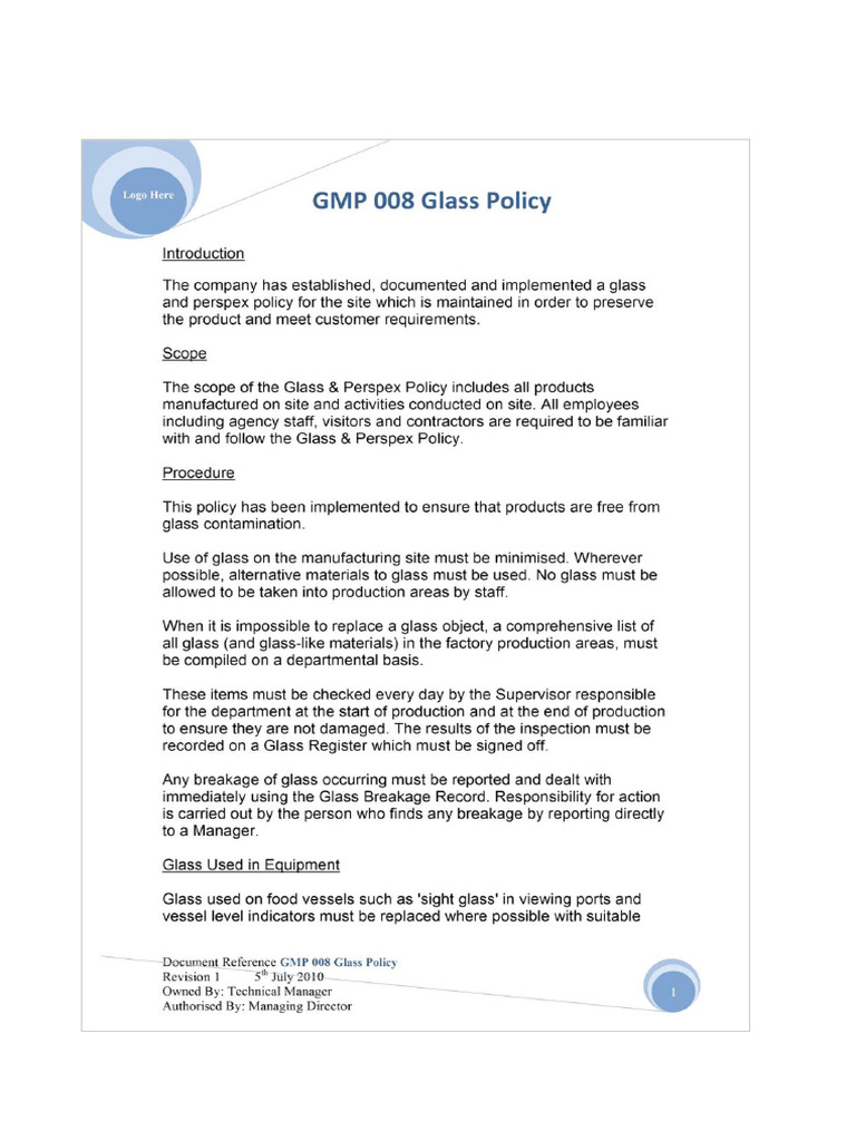 Glass Policy | PDF