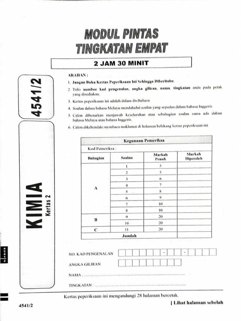 Modul Pintas Kimia Ting 4 K2 2022 Set 2 | PDF