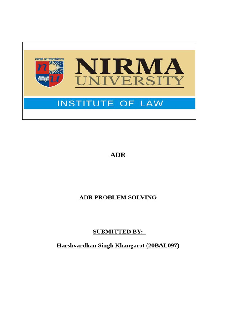 20bal097 ADR Problem Solution | PDF | Mediation | Arbitration