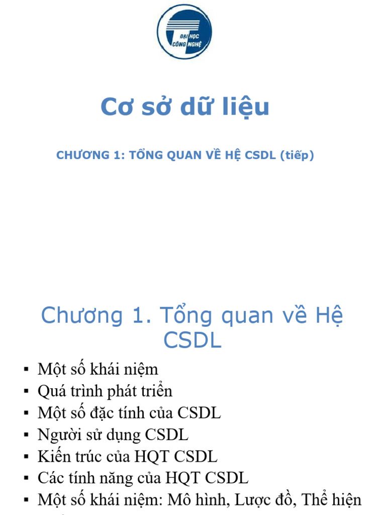 Slide 2 Giới Thiệu Môn Học, Tổng Quan Về Hệ Csdl (Phần 2) | PDF