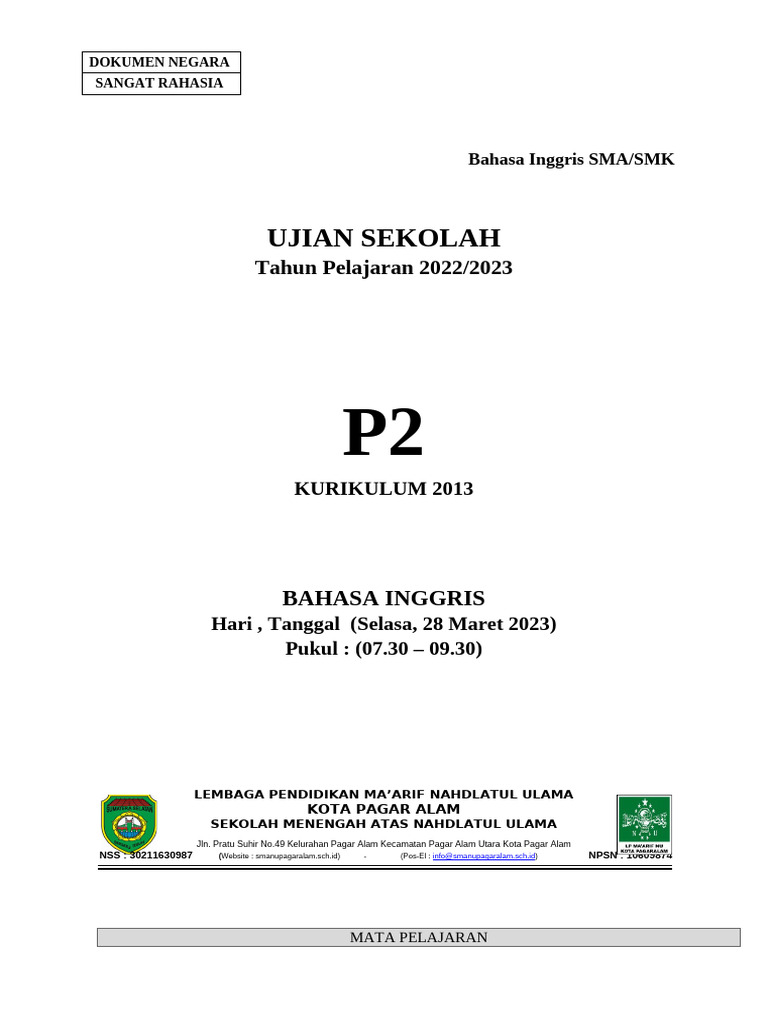 SMA/SMK English Exam Guide | PDF | Nuclear Power | Atmosphere