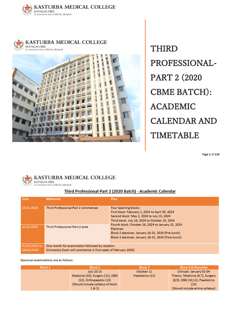 Third Professional Part 2 (2020 Batch) Detailed Timetable-Final | PDF | Myocardial Infarction ...