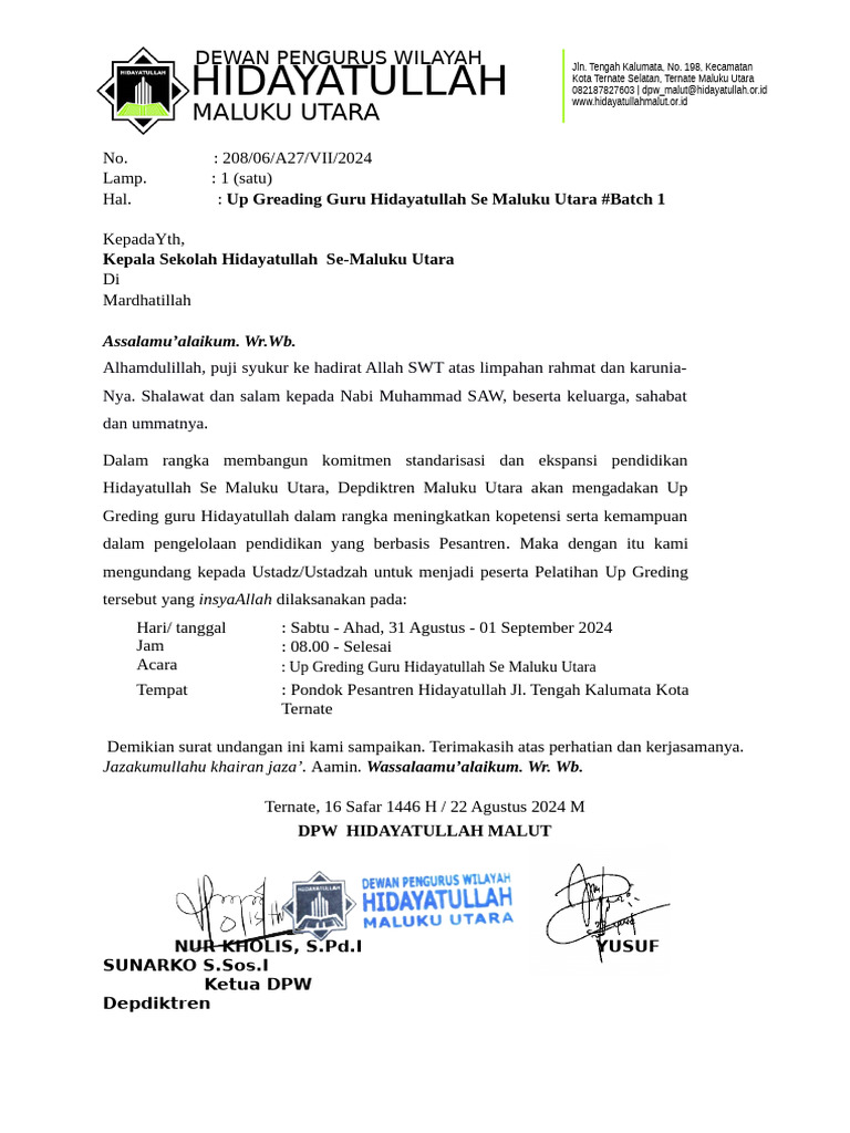 Surat & Tor Upgreding Guru Malut | PDF | Karier & Perkembangan | Bisnis