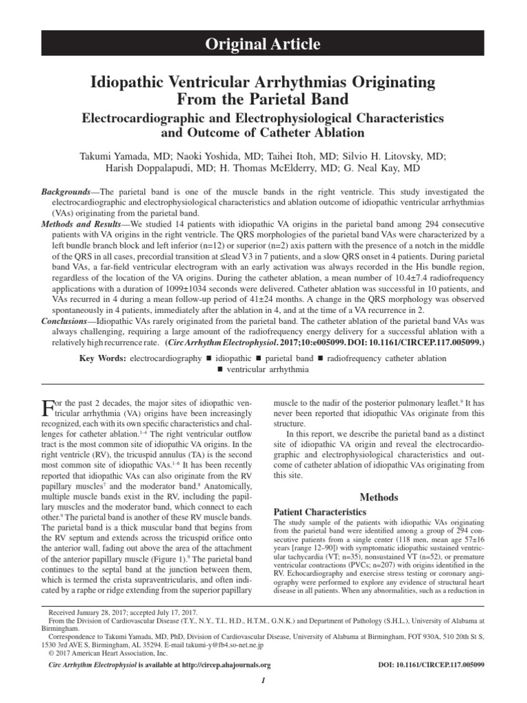 Idiopathic VAs from the Parietal Band | PDF | Electrocardiography ...