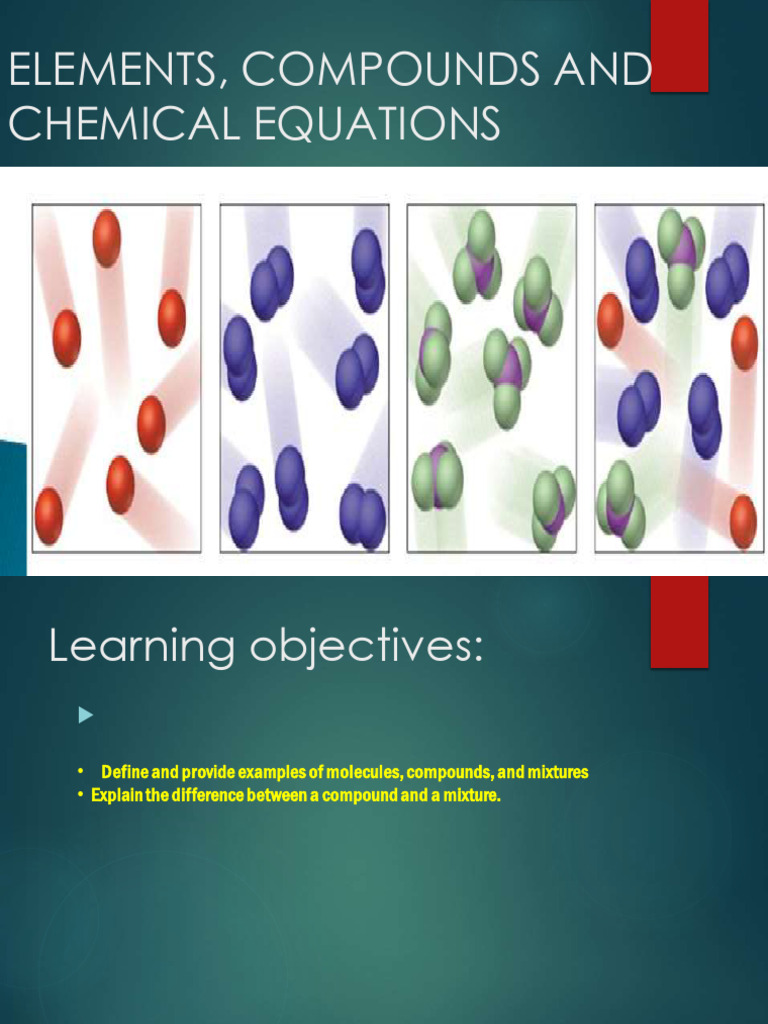 DAY3 PPT Elements Compounds and Chemical Equations | PDF | Molecules ...