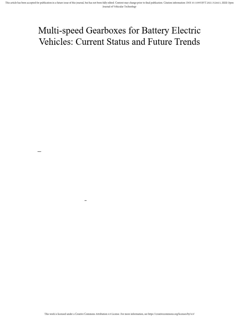 Multi-Speed Gearboxes in Electric Vehicles | PDF | Manual Transmission ...