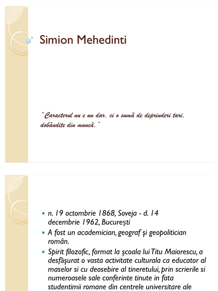 Simion Mehedinti | PDF