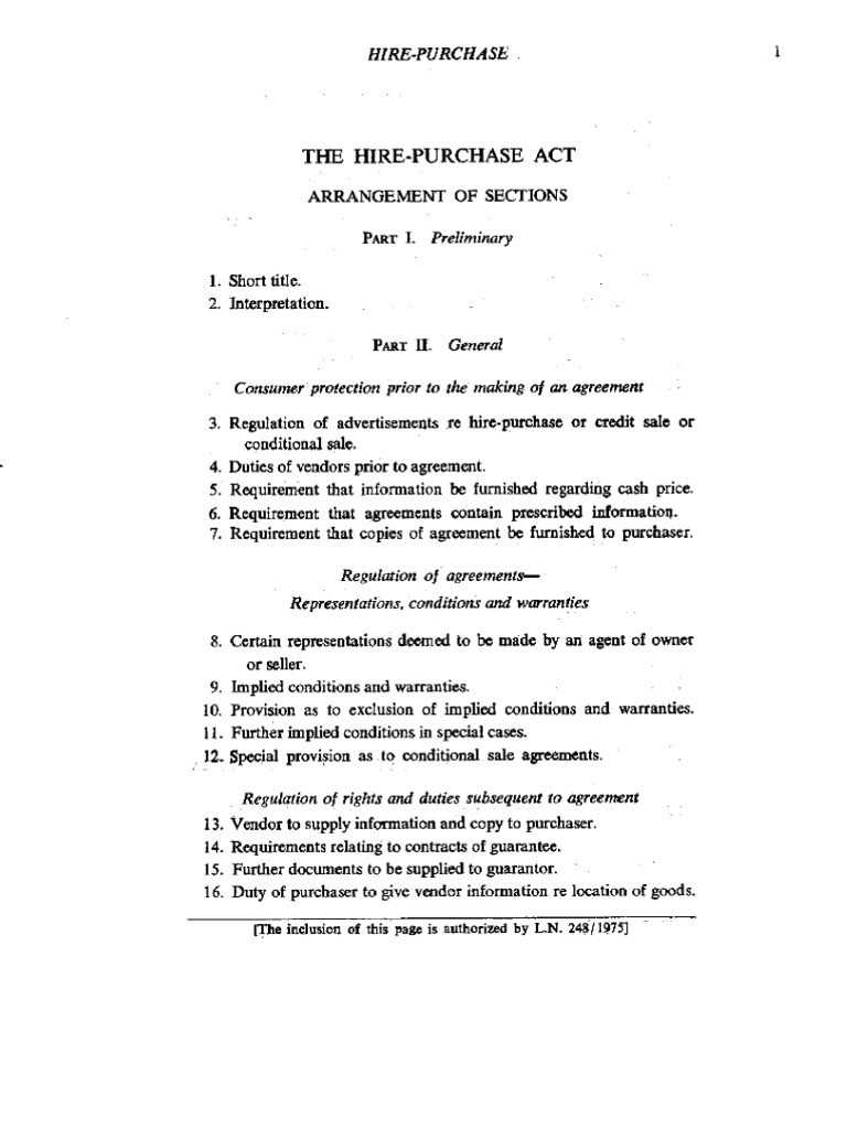 HIRE-PURCHASE ACT | PDF | Guarantee | Law Of Agency HIRE-PURCHASE ACT | PDF | Guarantee | Law Of Agency