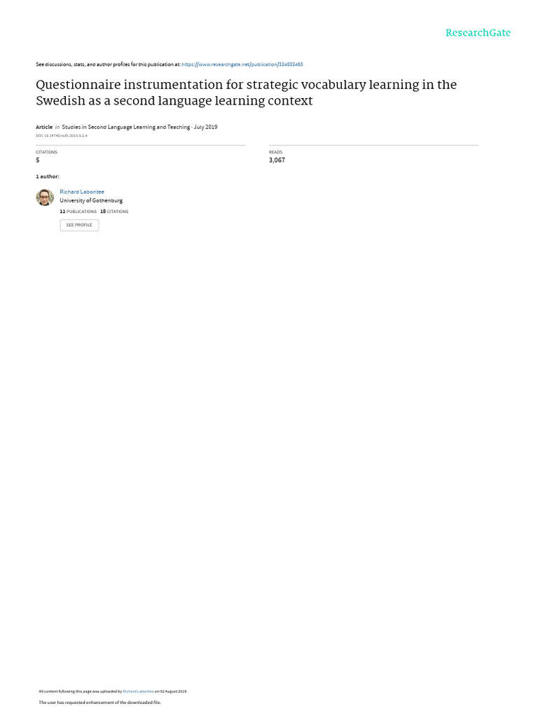 SSLLT RL 2019 | PDF | Vocabulary | Second Language