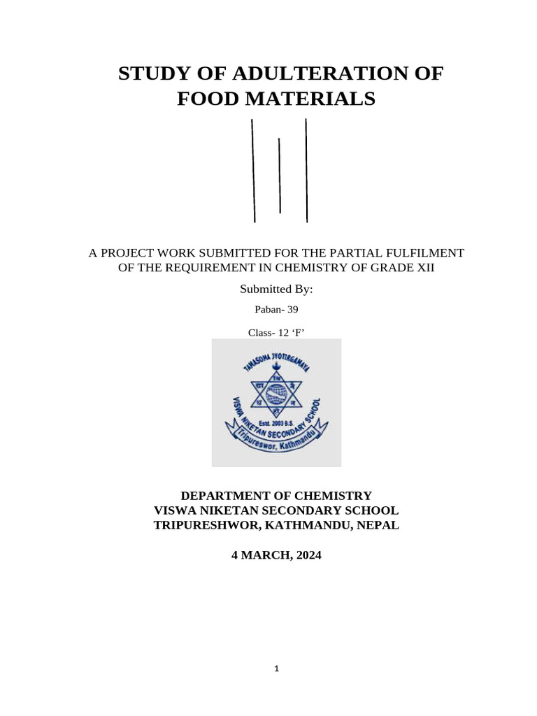 Study of Adulteration of Food Materials | PDF | Foods | Turmeric