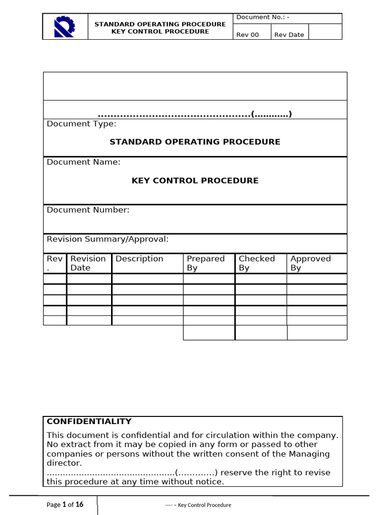Key Control Procedure | PDF | Access Control