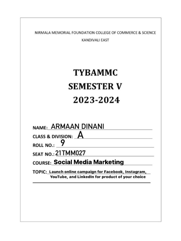 SMM Assignment of Armaan Dinani A-9 Bammc | PDF | Sneakers | Fashion