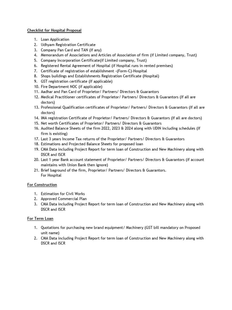 Hospital Check List | PDF