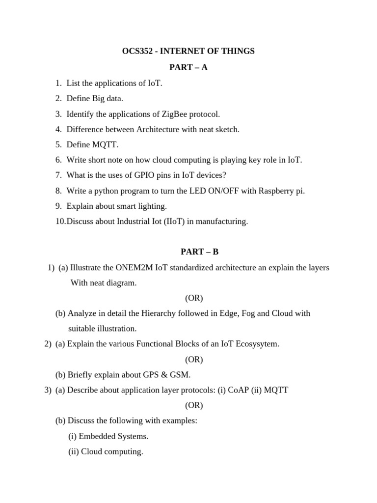 OCS352 Iot Question - 093727 | PDF | Games & Activities | Computers