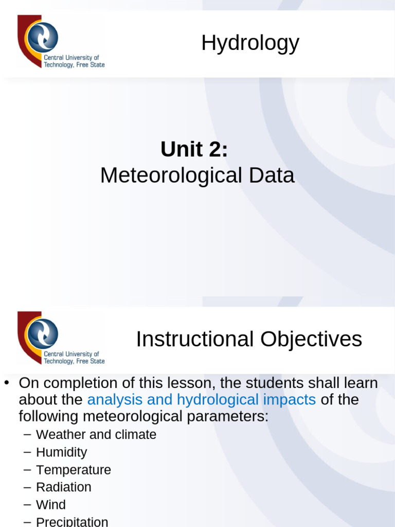 Unit 2-Meteorological Data | PDF | Humidity | Precipitation