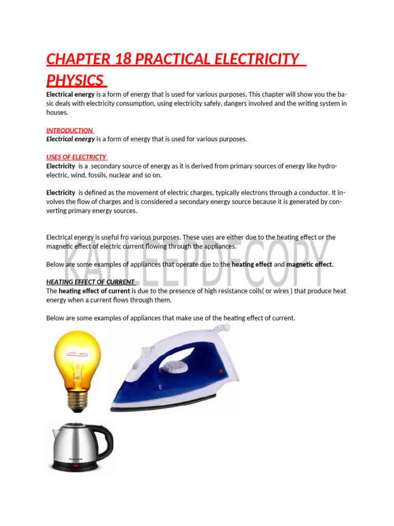 Grade 11 Chapter 18 Physics | PDF | Fuse (Electrical) | Watt