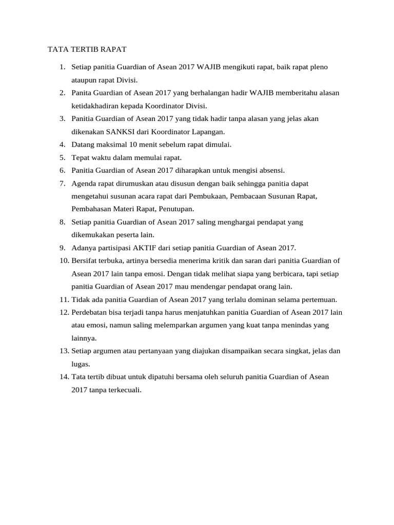 Tata Tertib Rapat | PDF