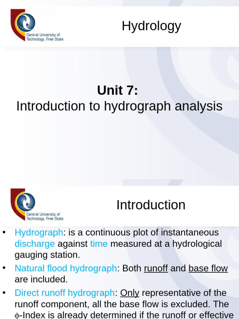 Unit 7-Introduction To Hydrograph Analysis | PDF | Stream | Discharge ...