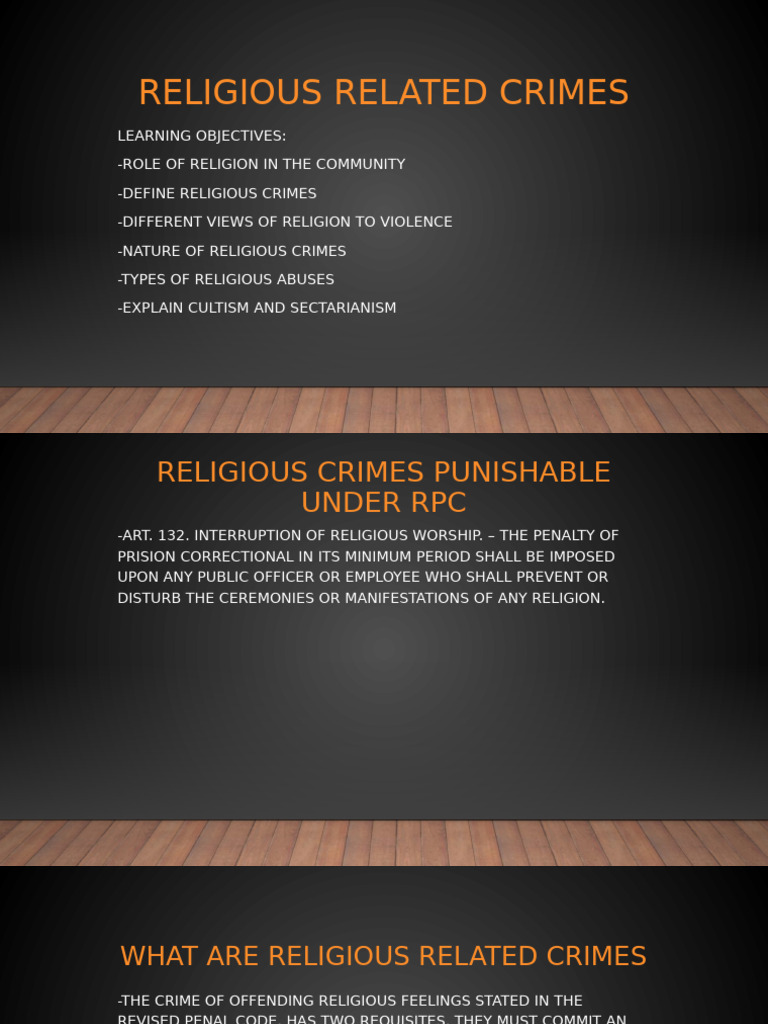 Religious Related Crimes | PDF | Crimes | Crime & Violence