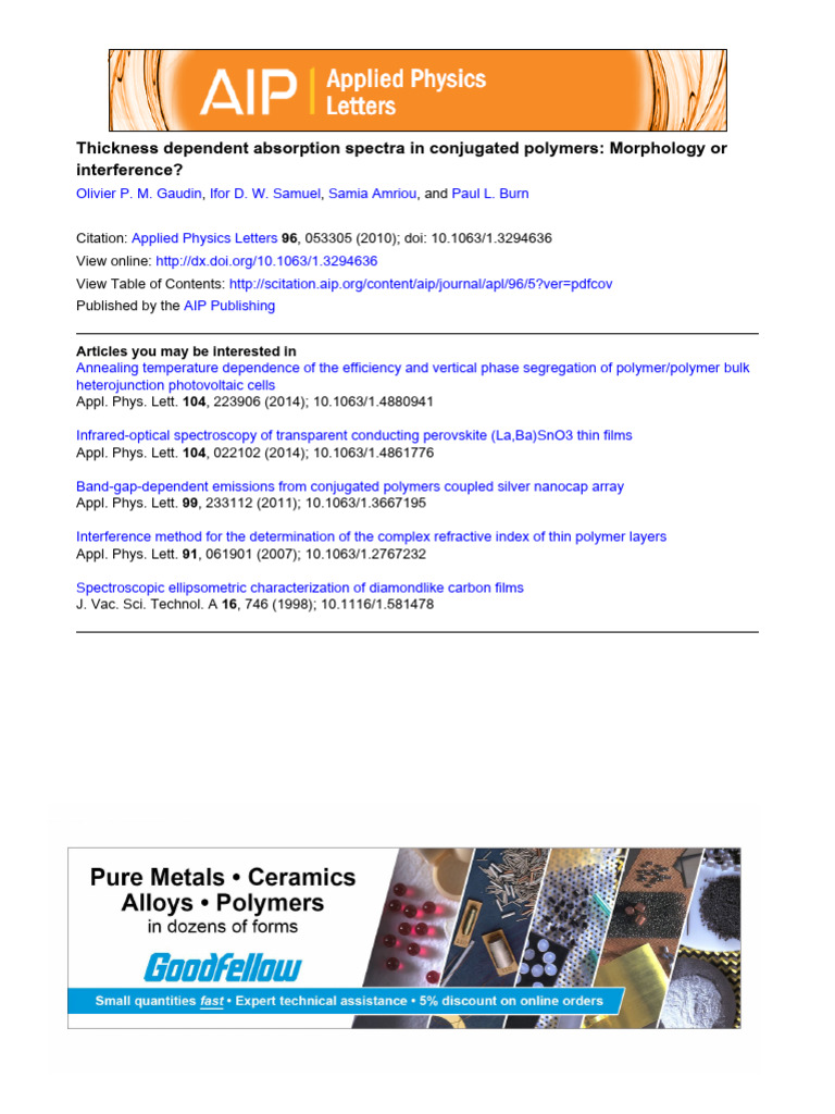 Thicknessdependent Absorption Spectra in Conjugated Polymers ...