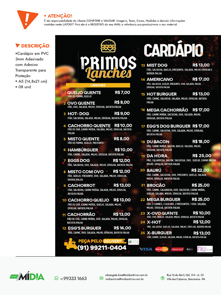 Primos Lanches | PDF