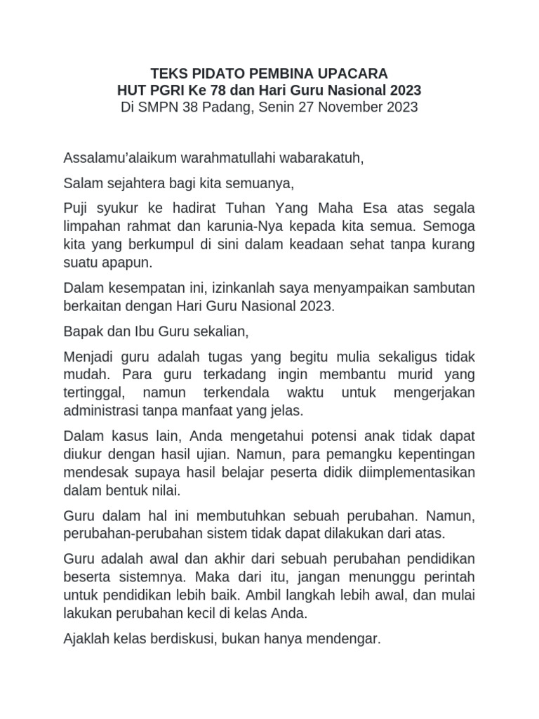 Teks Pidato Pembina Upacara | PDF