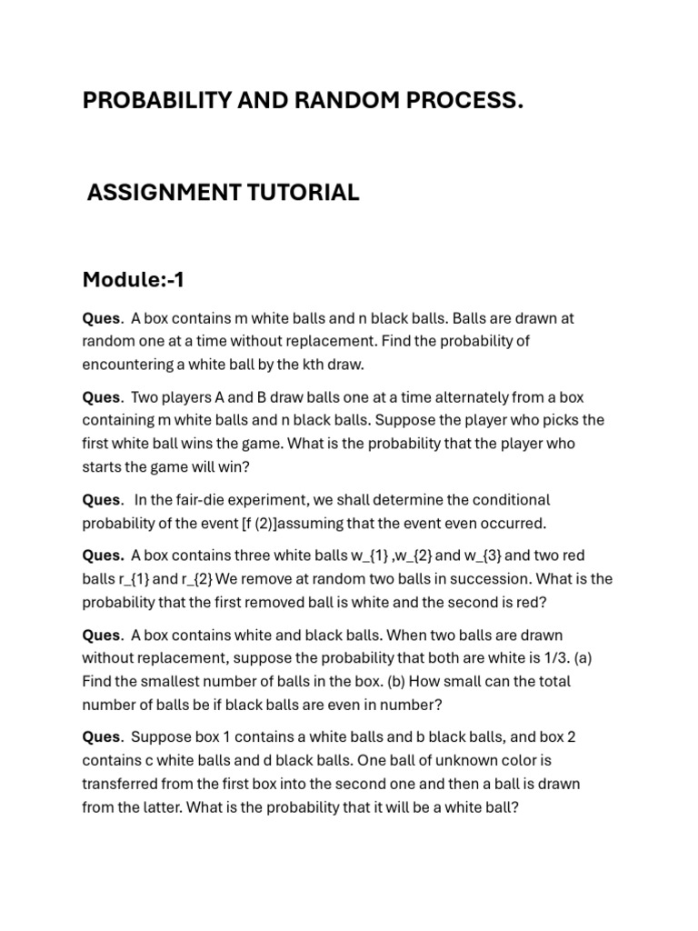 Probability Assignment Questions | PDF | Covariance Matrix | Variance
