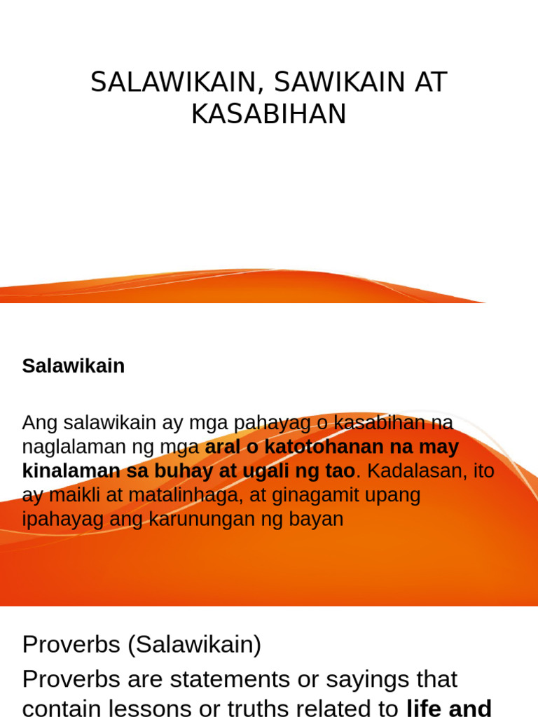 Fil 8 Salawiakin, Sawikain, Kasabihan | PDF