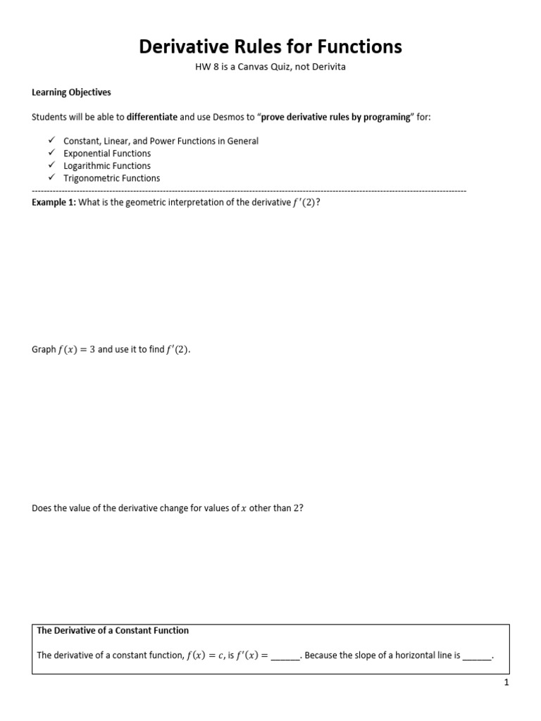 8 - Derivative Rules For Functions | PDF | Derivative | Exponentiation