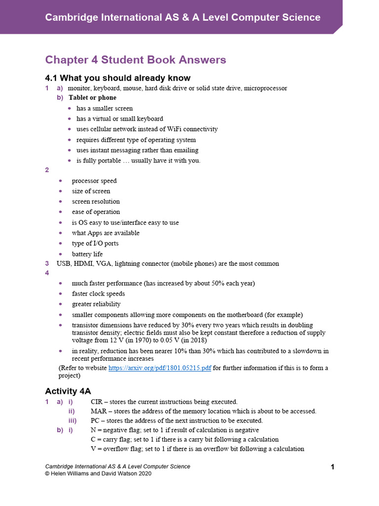 Chapter 4 SB Answers | PDF | Central Processing Unit | Multi Core Processor