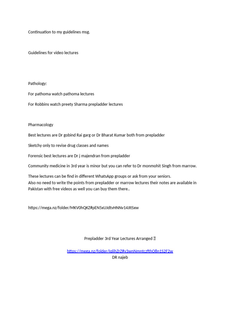 Continuation To My Guidelines MSG | PDF | Pathology | Anatomy