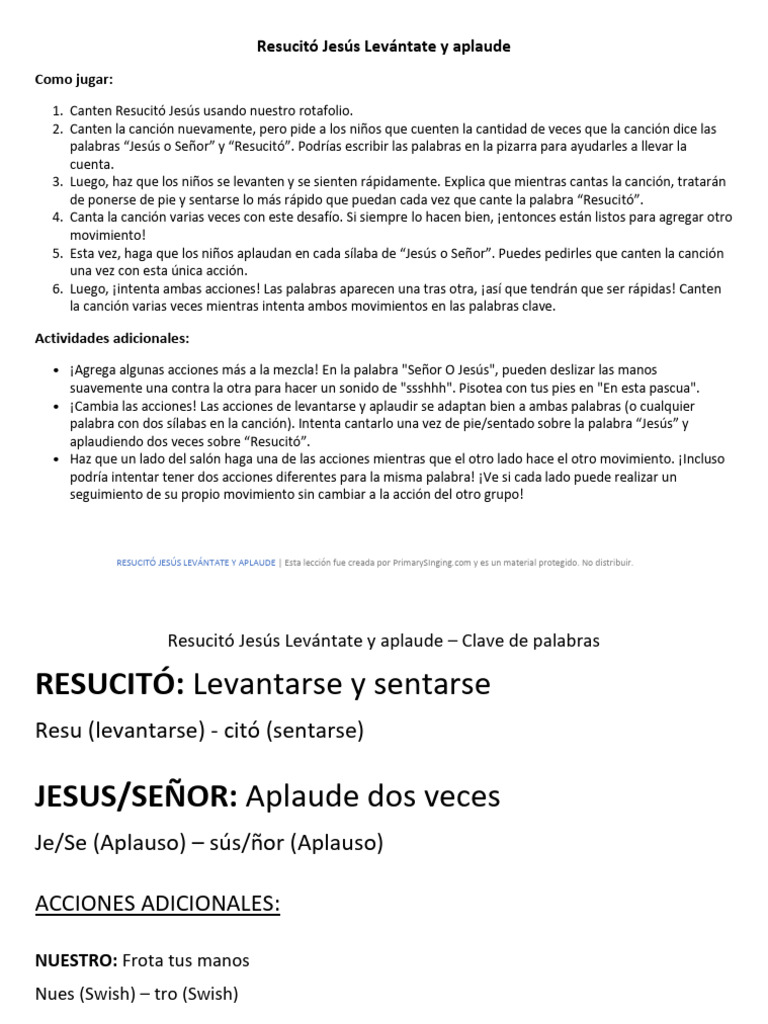 Resucito Jesus Levantate y Aplaude | PDF