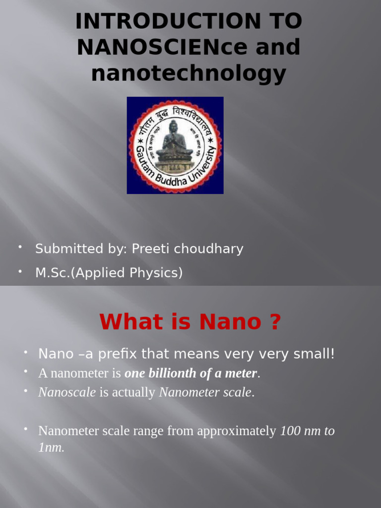 Introduction to Nanoscience Basics | PDF | Nanotechnology | Nanomaterials