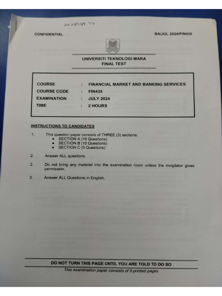 Fin435 Final Test | PDF