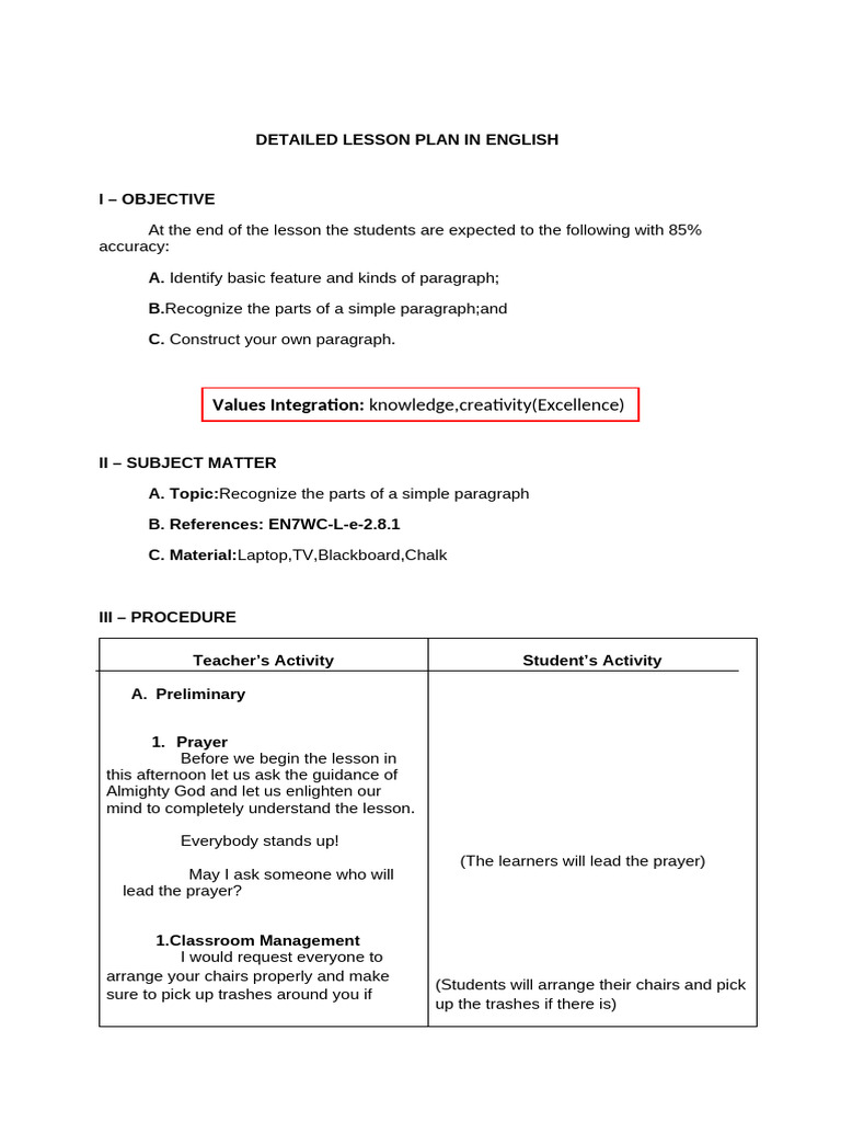 Detailed Lesson Plan in English | PDF | Language Arts & Discipline ...