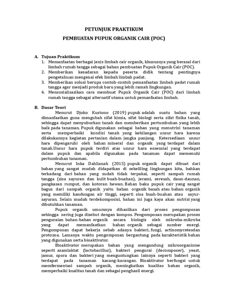 Petunjuk Praktikum Poc | PDF | Sains & Matematika