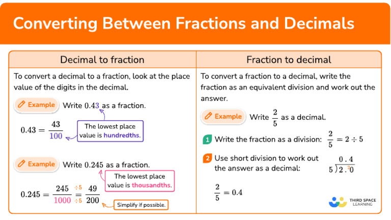 Converting Between Fractions and Decimals | PDF