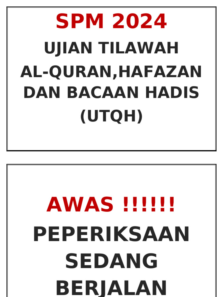 Label Bilik Ujian | PDF