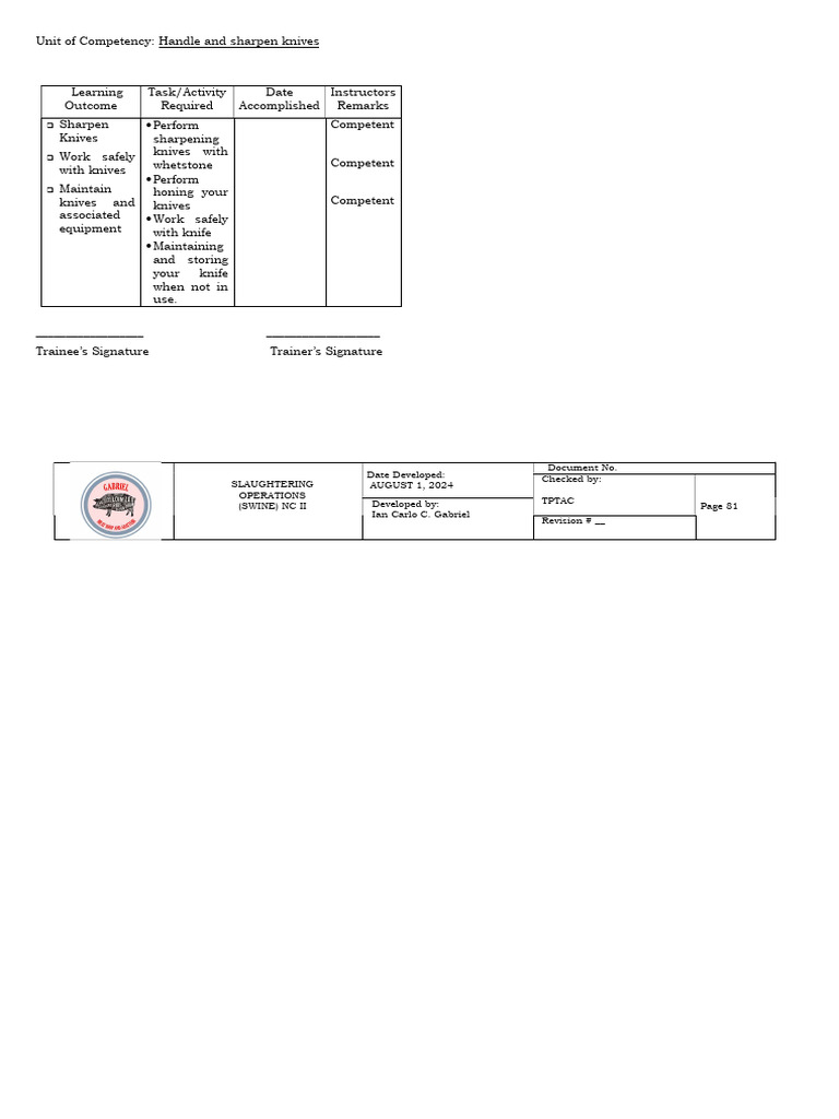 Knife Sharpening in Swine Operations | PDF