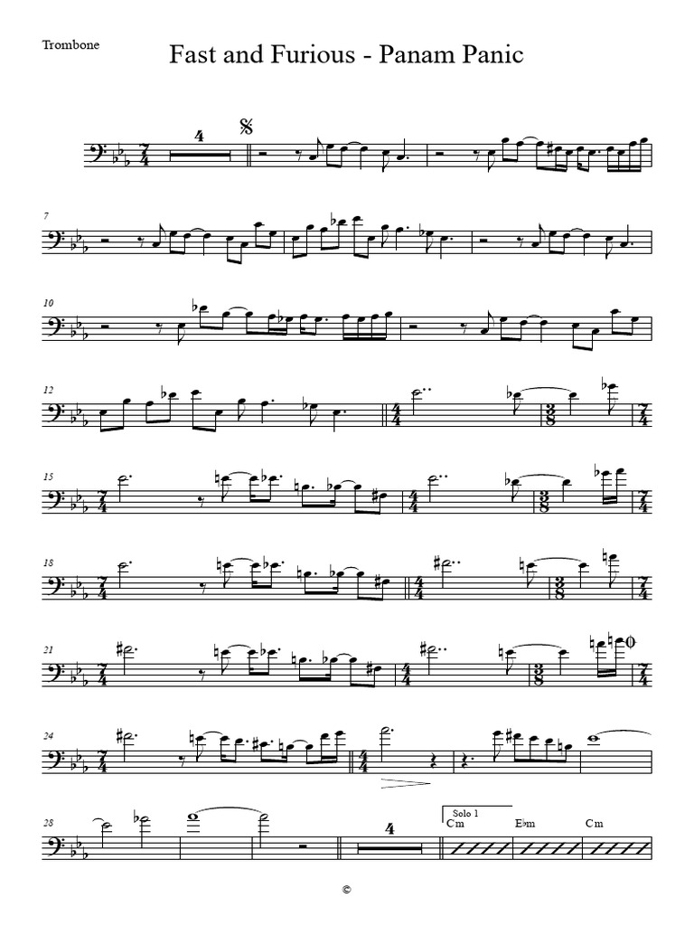 Fast and Furious - Panam Panic - Trombone | PDF